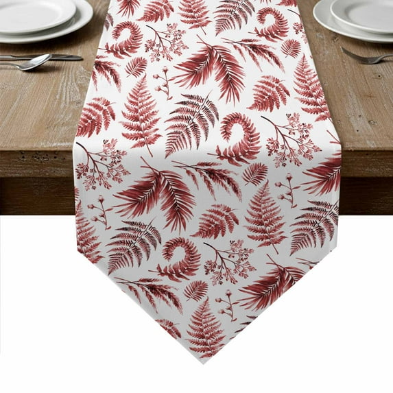 Botanical Red Table Runner Linen Burlap Table Runner 72 Inches Long ...