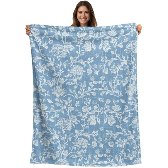 Botanical Rose Blanket Soft Cozy Warm Throw Blanket for Couch, Plush ...