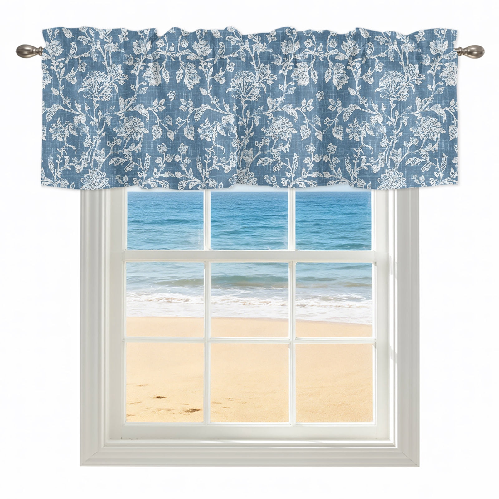 Botanical Rose Bud Kitchen Valances for Windows 60x18 Inch Kitchen ...