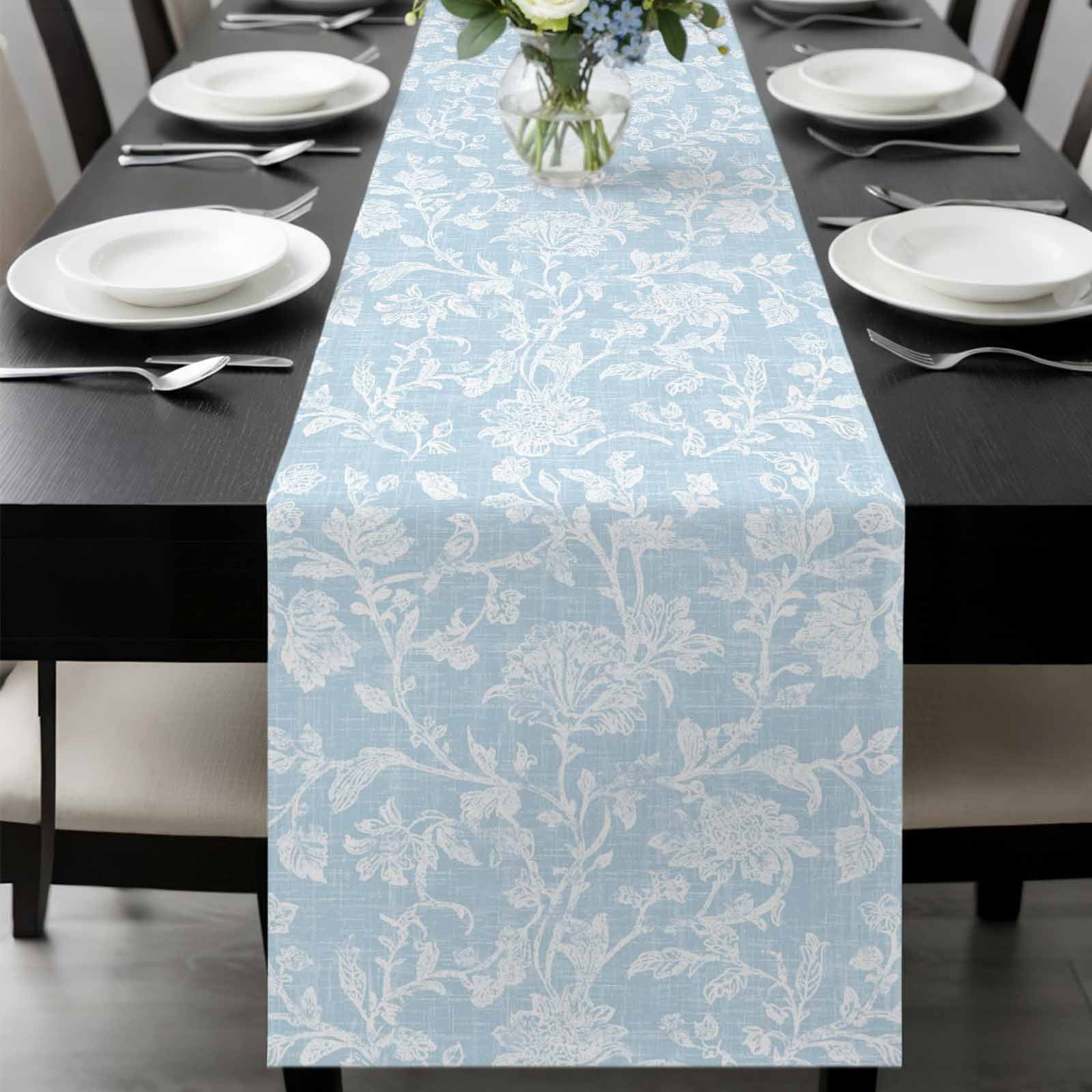 Botanical Rose Bud Table Runner 72 Inches Long,Dining Table Runners ...