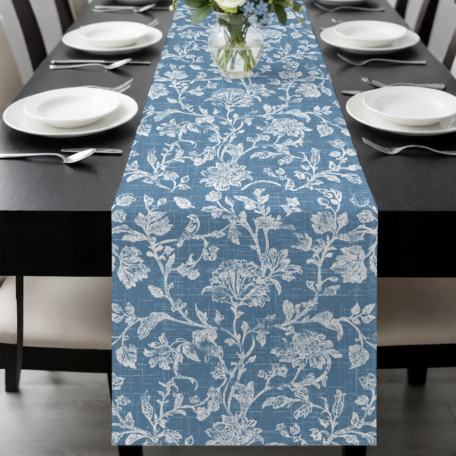 Botanical Rose Bud Table Runner 90 Inches Long,Dining Table Runners ...