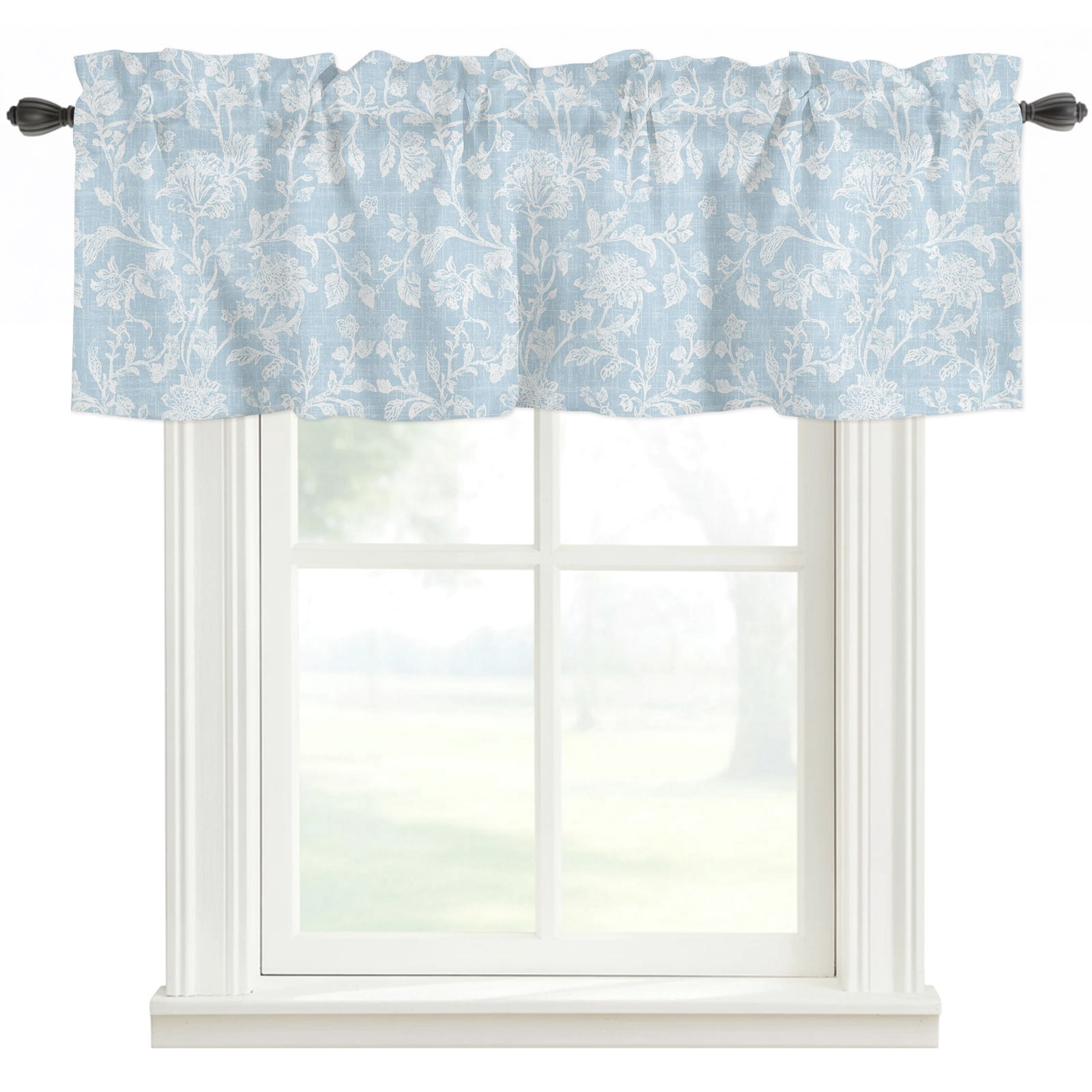Botanical Rose Bud Valances for Windows Farmhouse Kitchen Curtains ...