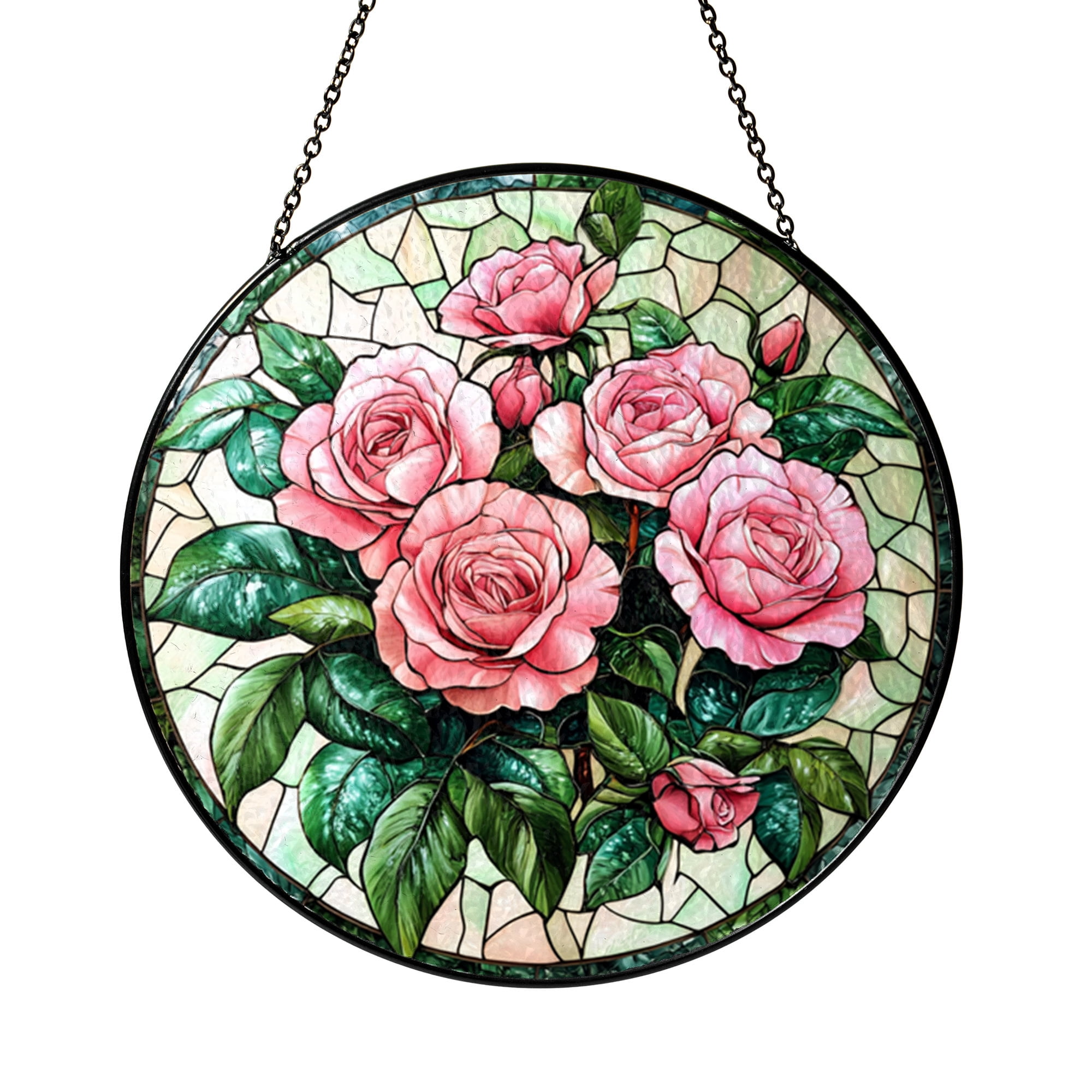 Botanical Rose Flower Window Suncatcher – Decorative Glass Hanging ...
