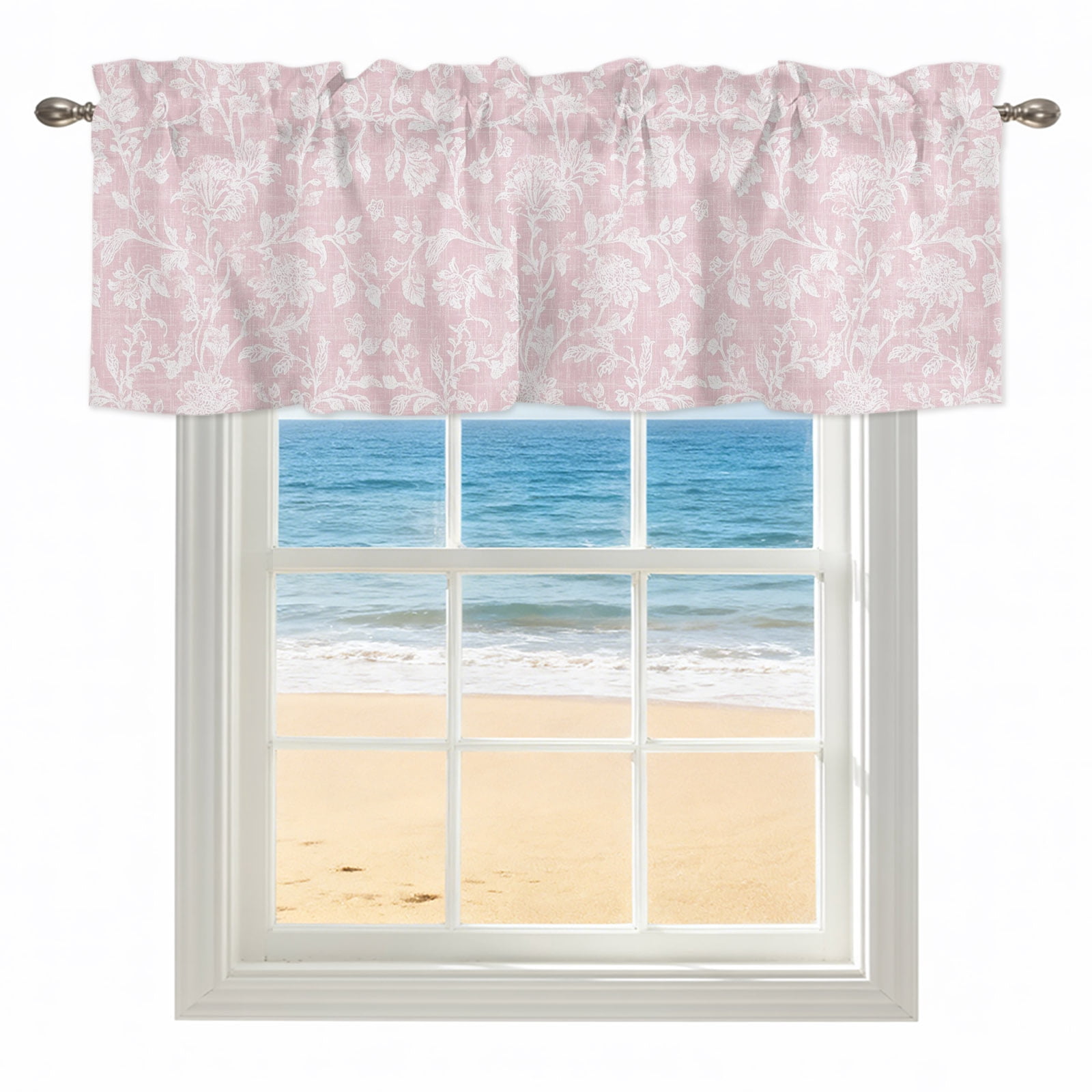 Botanical Rose Kitchen Valances for Windows 60x18 Inch Kitchen Curtains ...