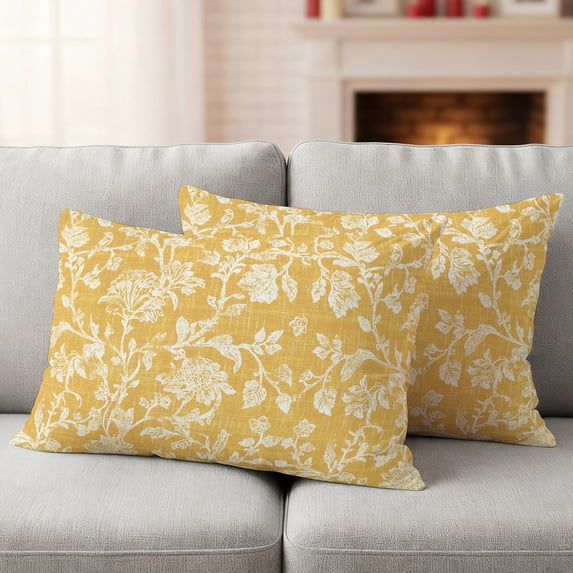 Botanical Rose Outdoor Waterproof Throw Pillow Covers 20x12 Set of 2 ...