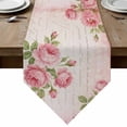 Botanical Roses Table Runner Linen Burlap Table Runner 60 Inches Long ...