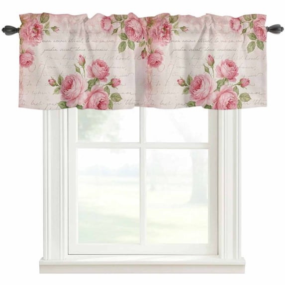 Botanical Roses Valances for Windows Farmhouse Kitchen Curtains ...