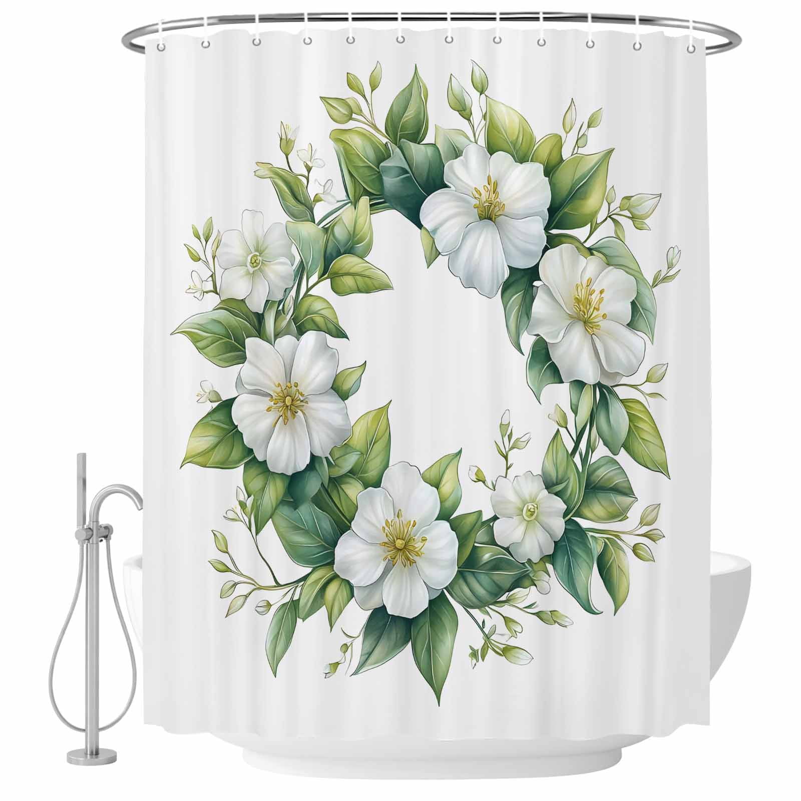 Botanical Sage Green Shower Curtain Set - 72" x 78" Washable Bathtub ...