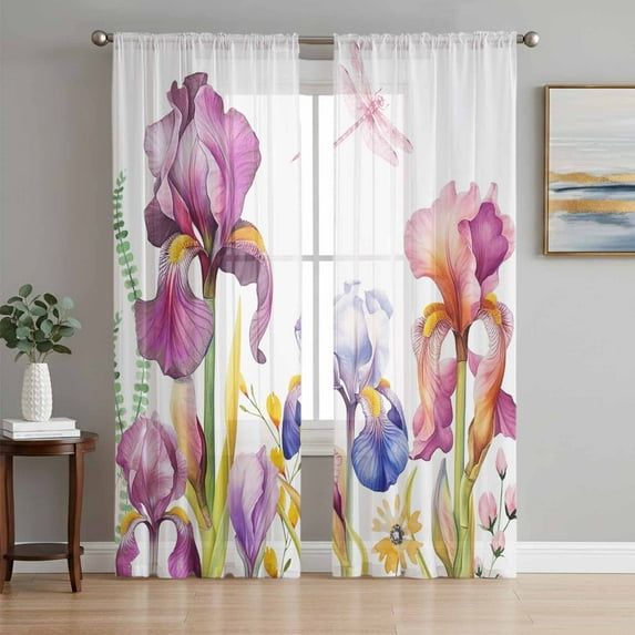 Botanical, Semi Sheer Curtains 84 Inch Length 2 Panels Set, Spring ...