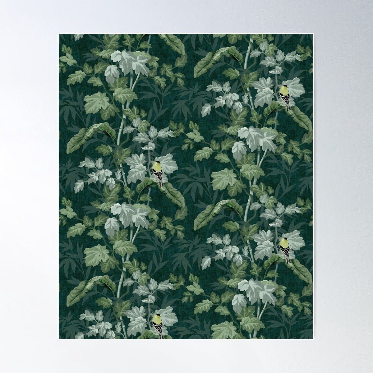 Botanical Serenity - Dark Blue & Green Poster Wall Art, Modern Wall ...