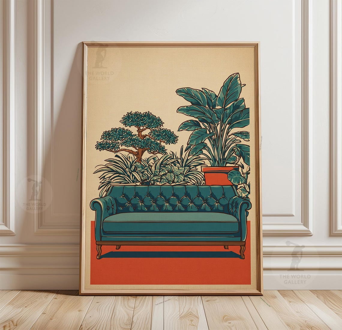 Botanical Sofa Poster Mid Century Living Room Wall Art Modern Decor ...