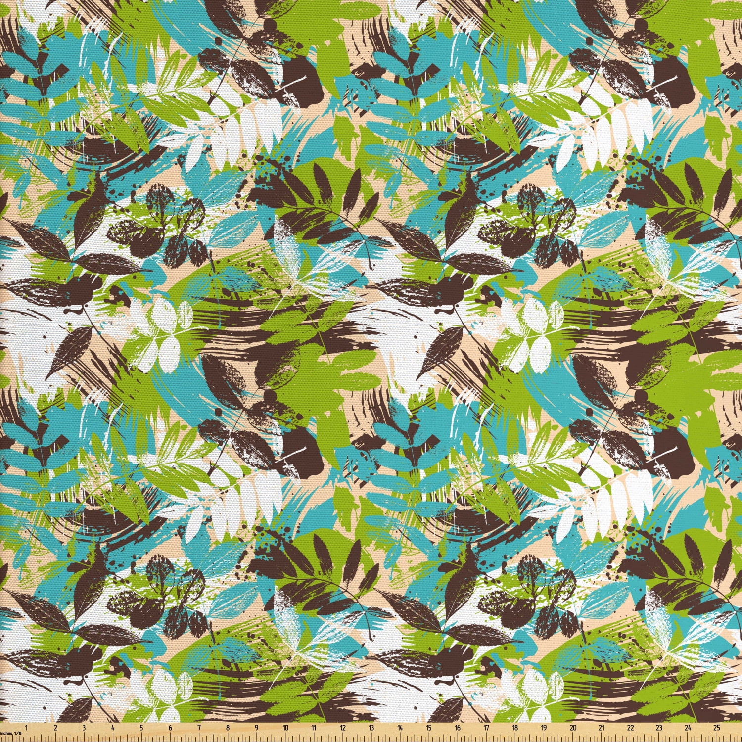 Ambesonne Botanical Fabric by the Yard Upholstery, Exotic Floral Leaves ...