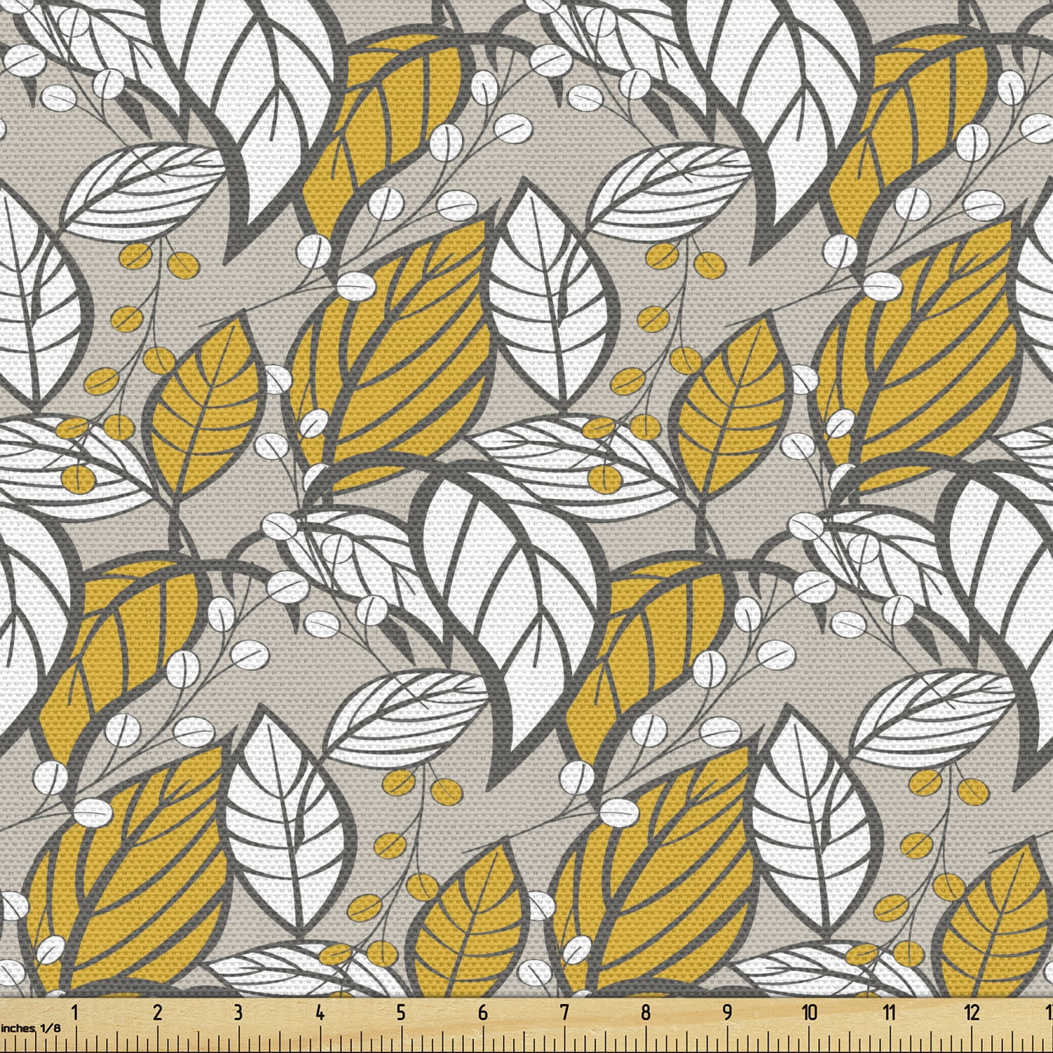 Ambesonne Botanical Fabric by the Yard Upholstery, Leaf Branches Autumn ...