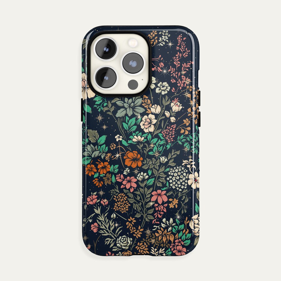 Botanical Starry Floral Blue and Green Vintage Tough Phone Case 11 12 ...