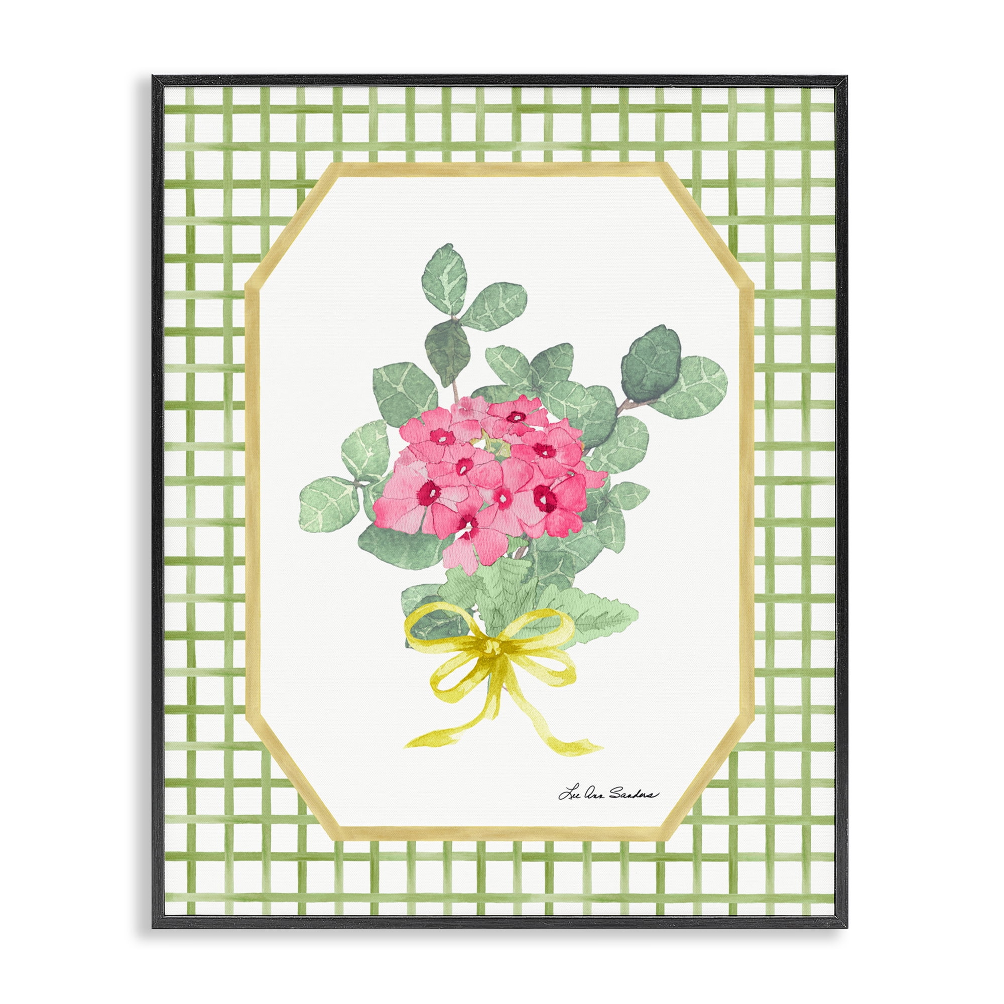 Botanical Story on Grid Pattern Black Framed Giclee Art, design by Lee ...