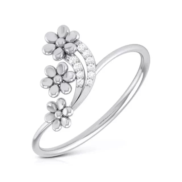 Botanical Style Diamond Ring, Floral Cluster Diamond Engagement Ring ...