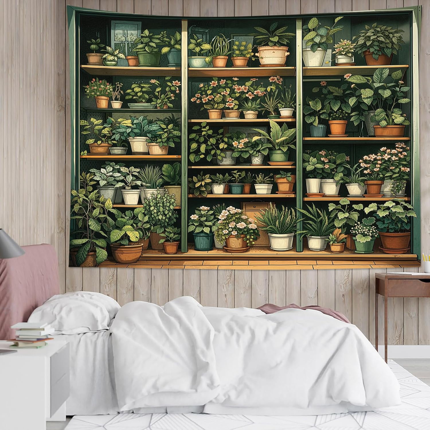 Botanical Succulent Wall Hanging Tapestry Vintage Green Plant Design ...