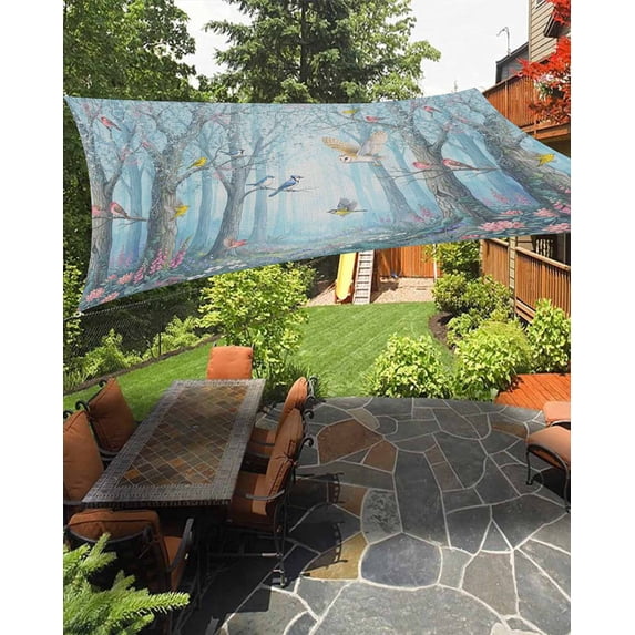 Botanical Sun Shade Sail 12'X16' Spring Watercolor Trees Mystic ...