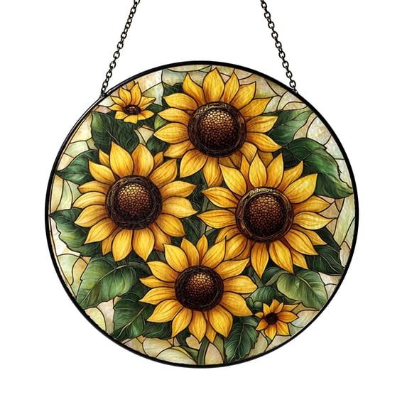 Botanical Sunflower Window Hanging – Stained Glass Style Art - Walmart.com