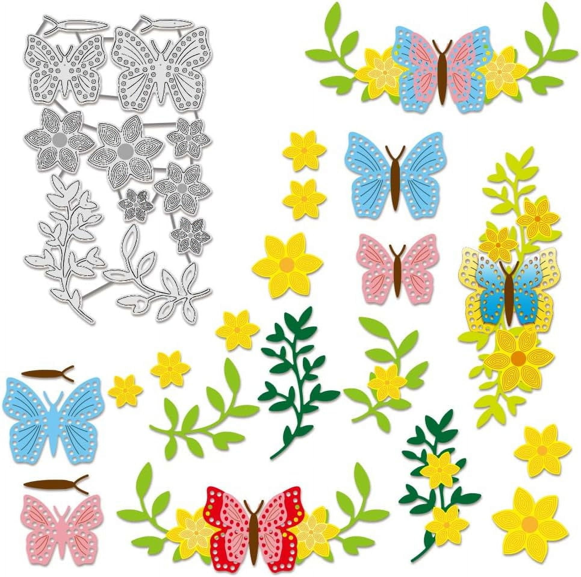 Botanical Theme Scrapbooking Stencils Spring Flowers Butterflies Leaves ...