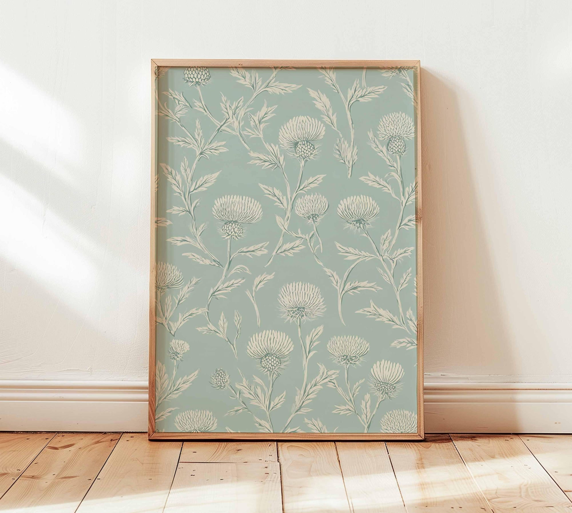 Botanical Thistle Wall Art Floral Poster Print Sage Green Nature ...