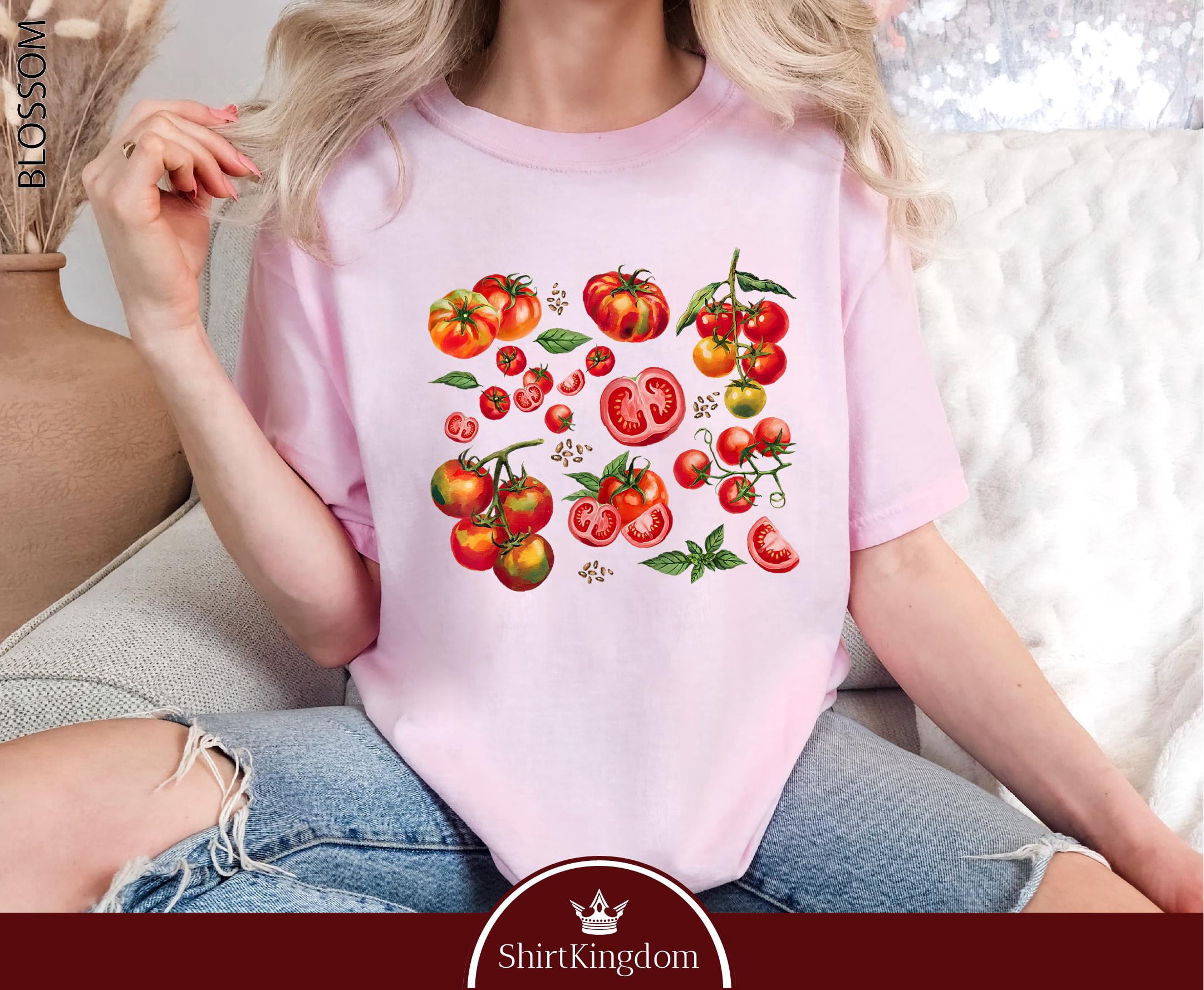 Botanical Tomato Shirt, Summer Girl Vegetables Shirt, Watercolor Tomato ...