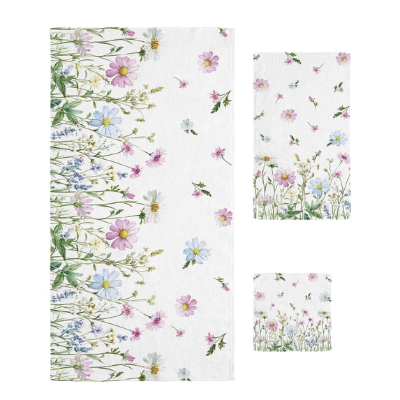 Botanical Towel Set of 3, Soft Microfiber Bath Towels, Hand Towel ...