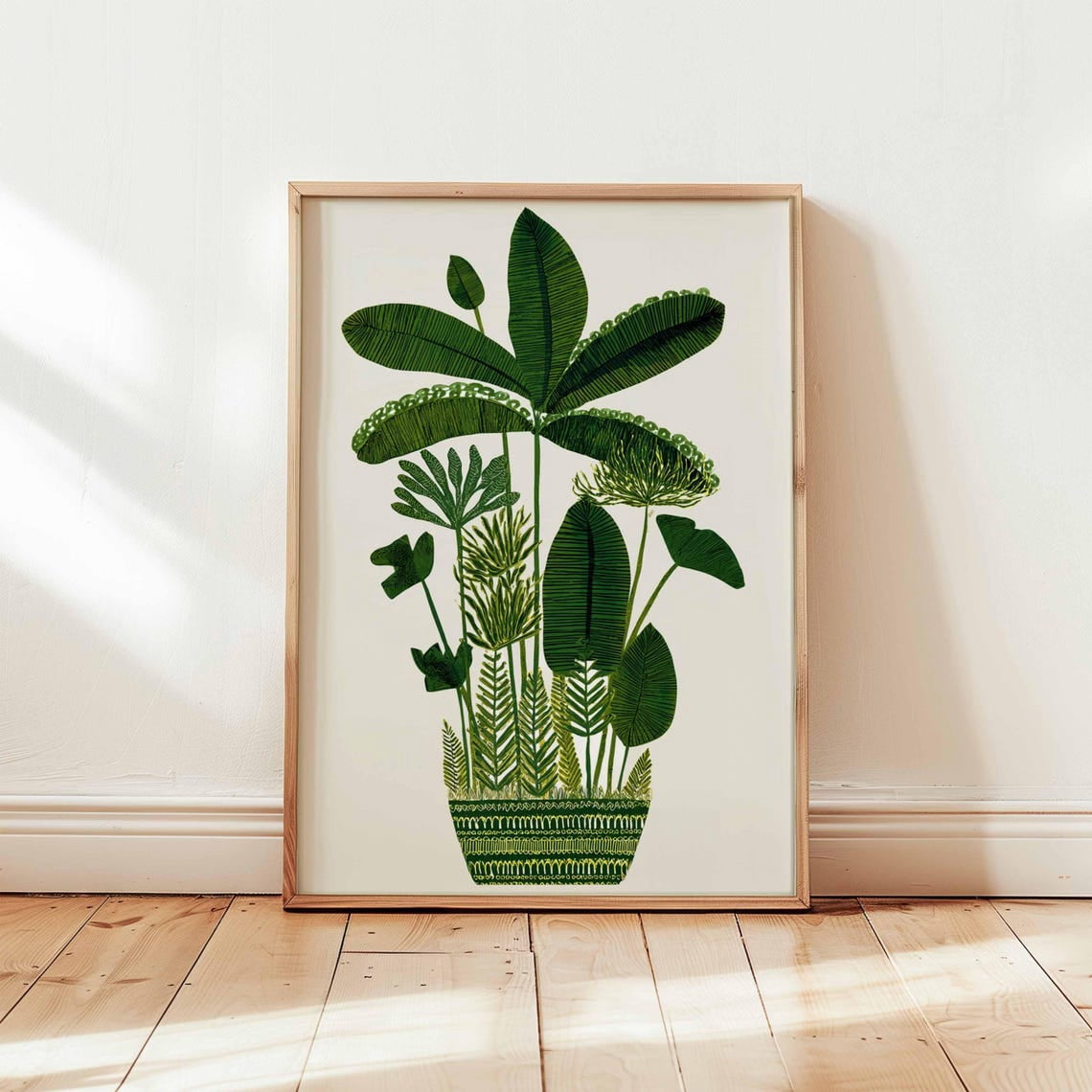 Botanical Tropical Leaf Green Minimalist Nature Inspired Home Wall Art ...