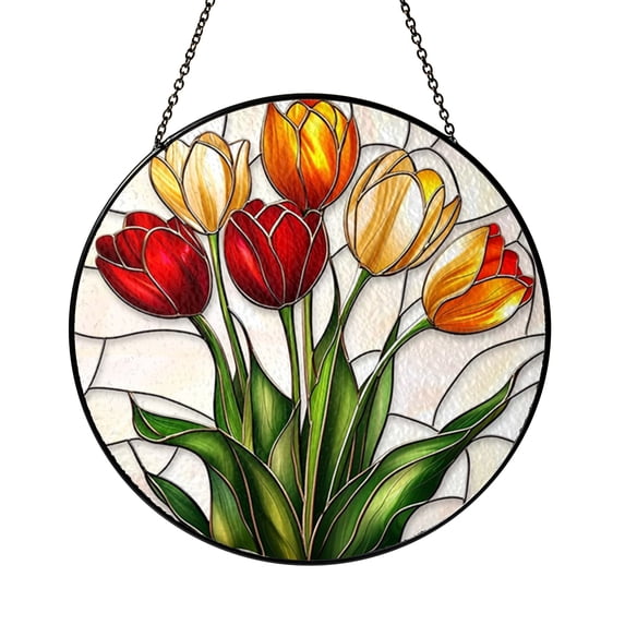 Botanical Tulip Glass Style Window Art1601 - Walmart.com
