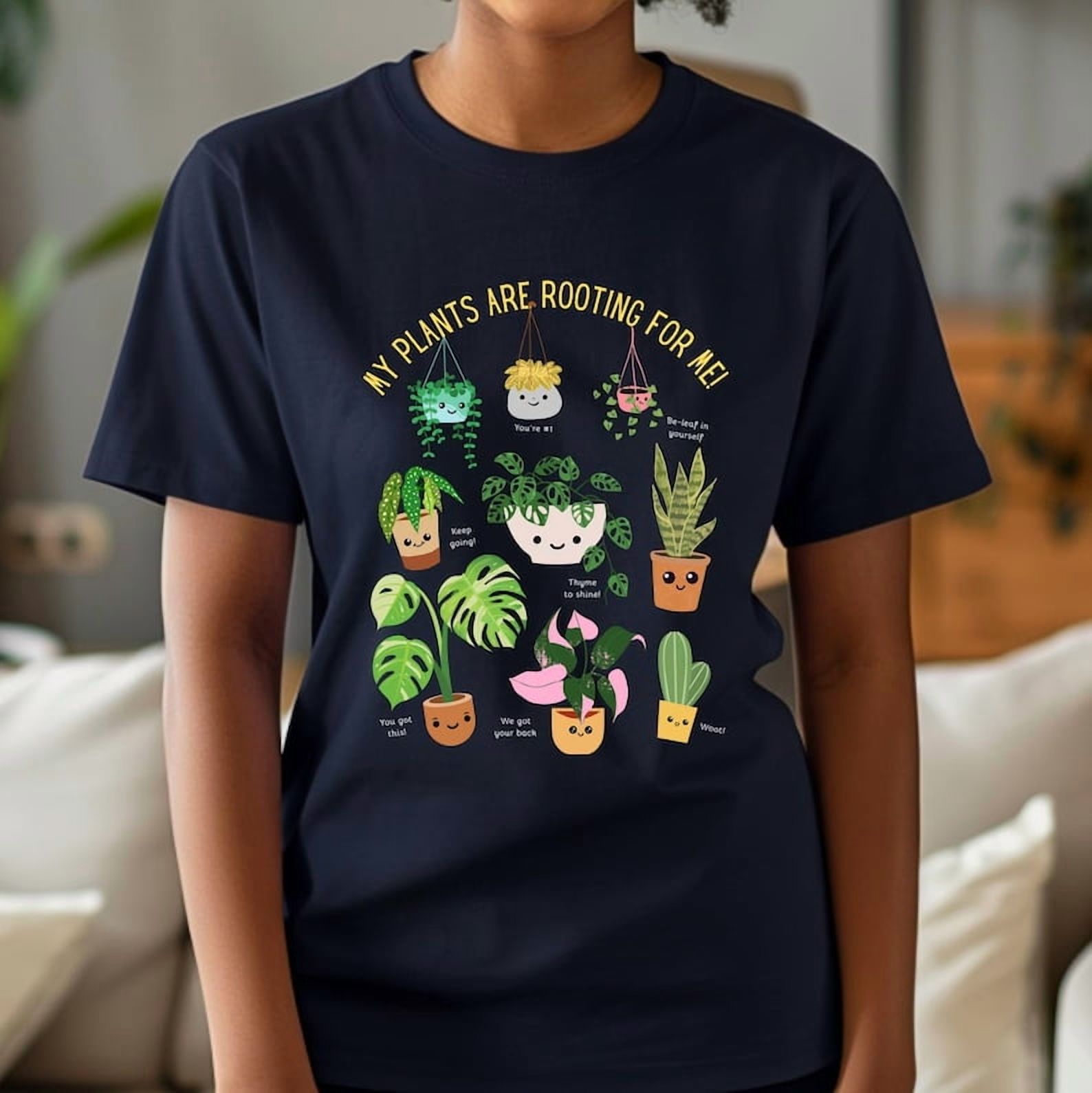 Botanical Unisex Tee, My plants are rooting for me, Funny Pun Graphic ...