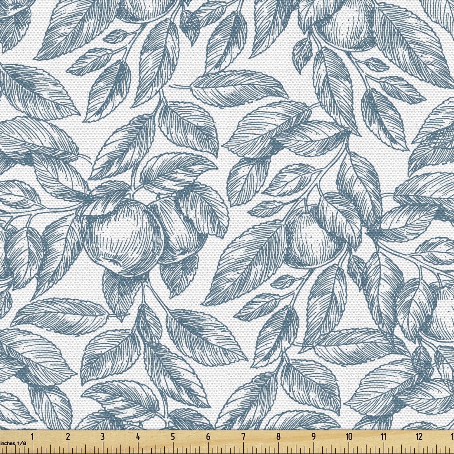 Ambesonne Botanical Fabric by the Yard Upholstery, Hand Drawn Apple ...