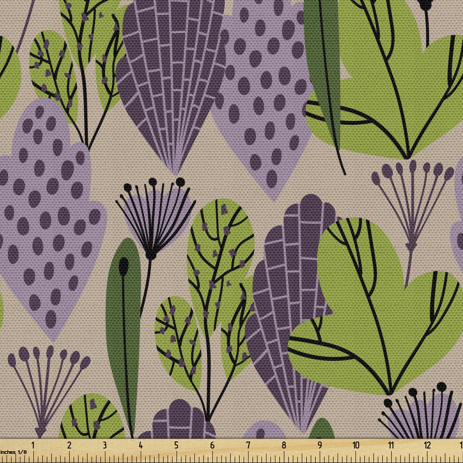 Ambesonne Botanical Fabric by the Yard Upholstery, Abstract Leaves ...