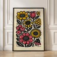Botanical Vibrant Retro Flowers Mid Century Style Floral Poster ...