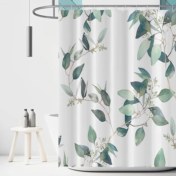 Botanical Vine Shower Curtain, Waterproof Polyester Fabric Watercolor ...