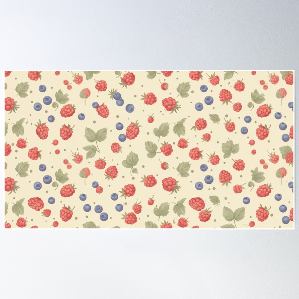 Botanical Vintage Pattern With Raspberries And Blueberries On Textured ...