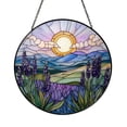 Botanical Violet Field Stained Glass Window Hanging – Sunset Decor ...