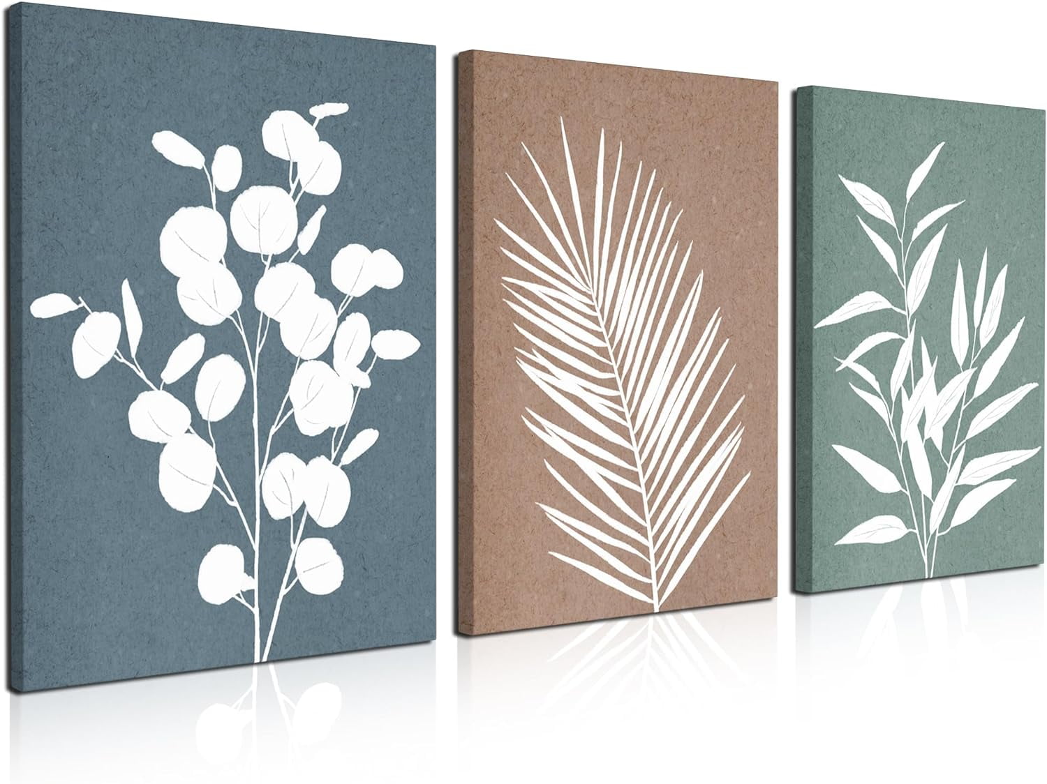 Botanical Wall Art Framed Canvas Plant Wall Decor Set of 3 Boho ...