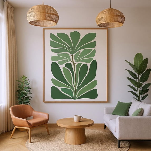 Botanical Wall Art Poster Modern Green Leaf Minimalist Poster , Poster ...