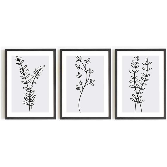 Botanical Wall Art Set of 3, Minimalist Abstract Botanical Print, Leaf ...