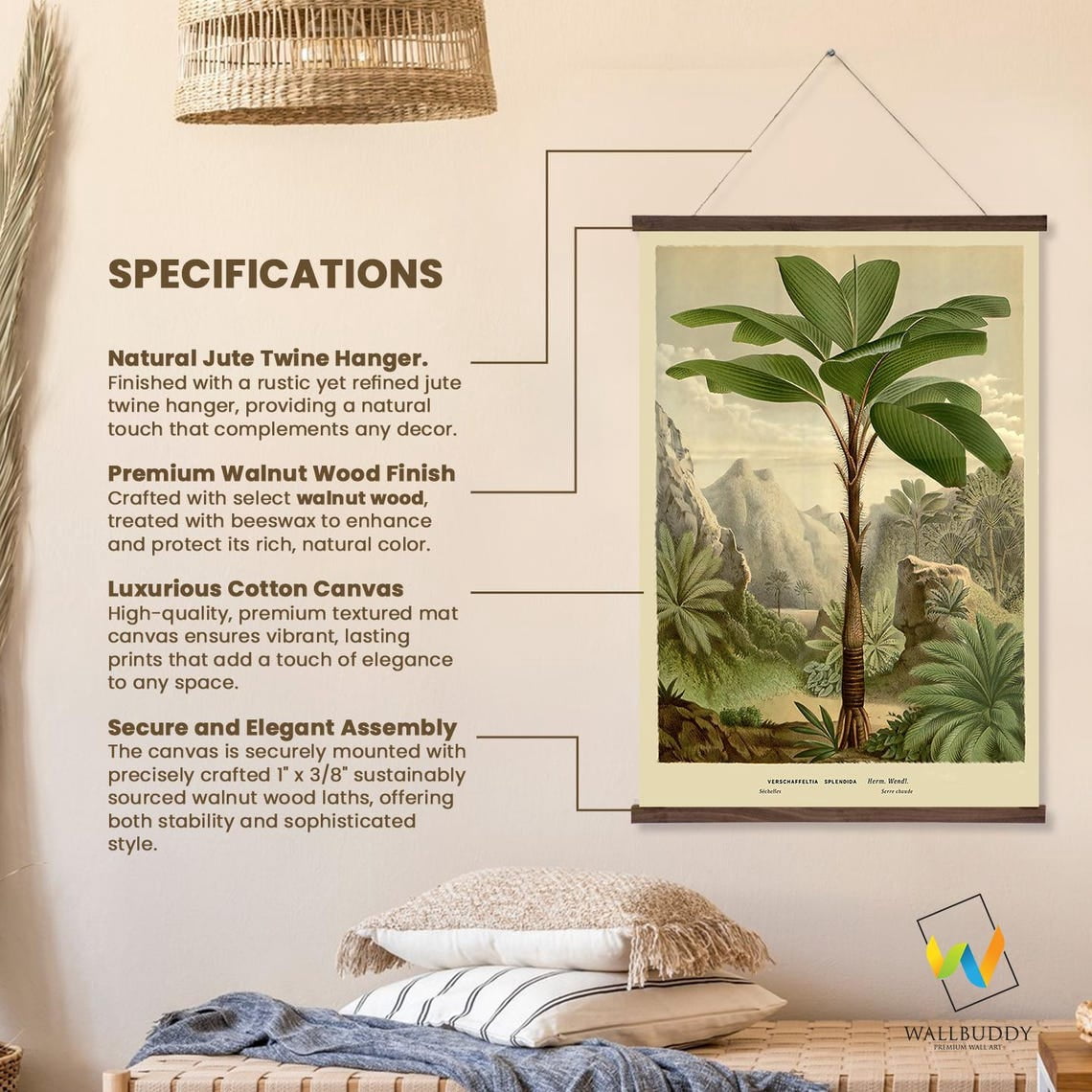 Botanical Wall Hanging - Tropical Palm Illustration - Nature Print For ...