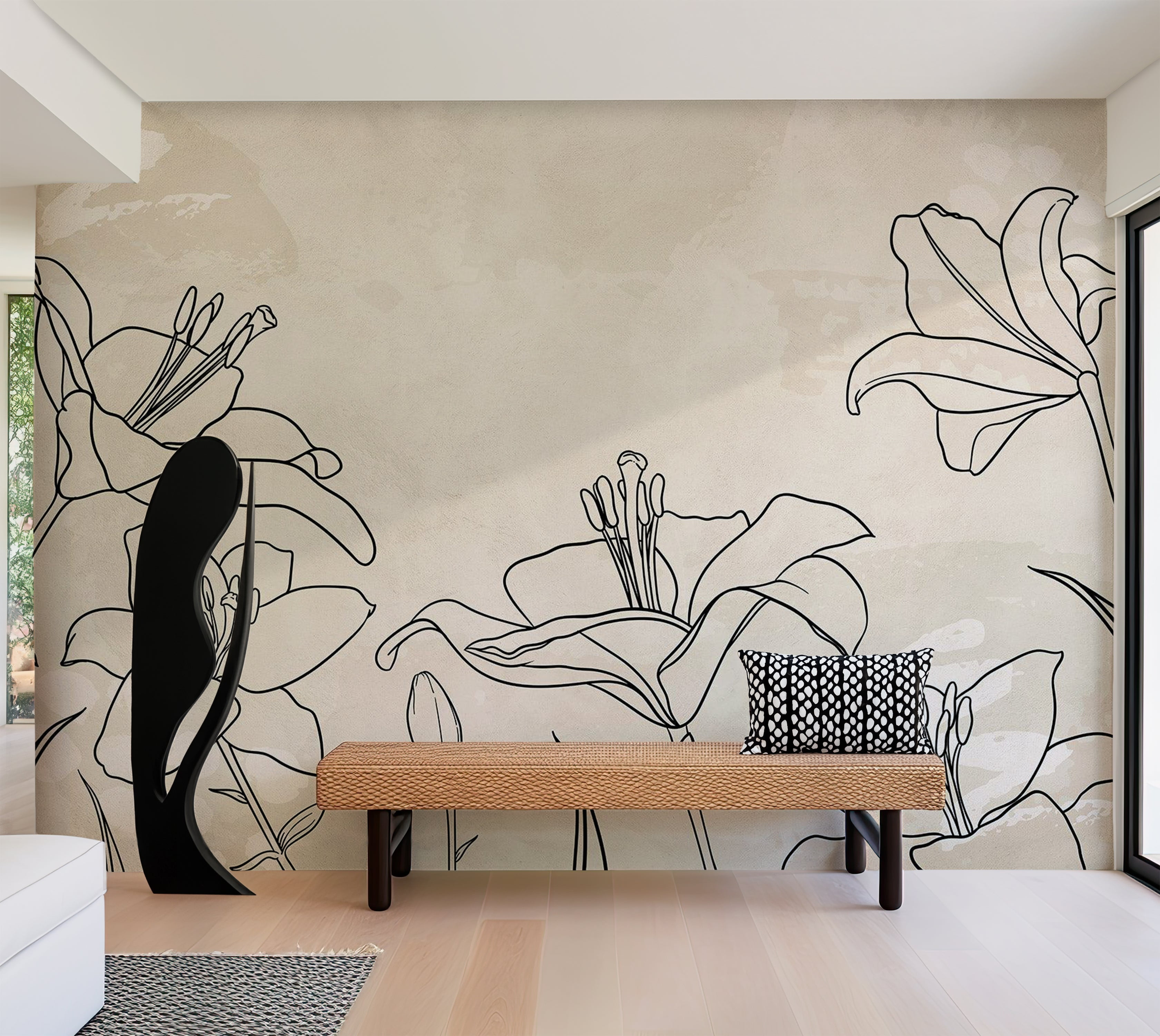 Botanical Wallpaper Wall Mural - Sketch of Nature - Walmart.com