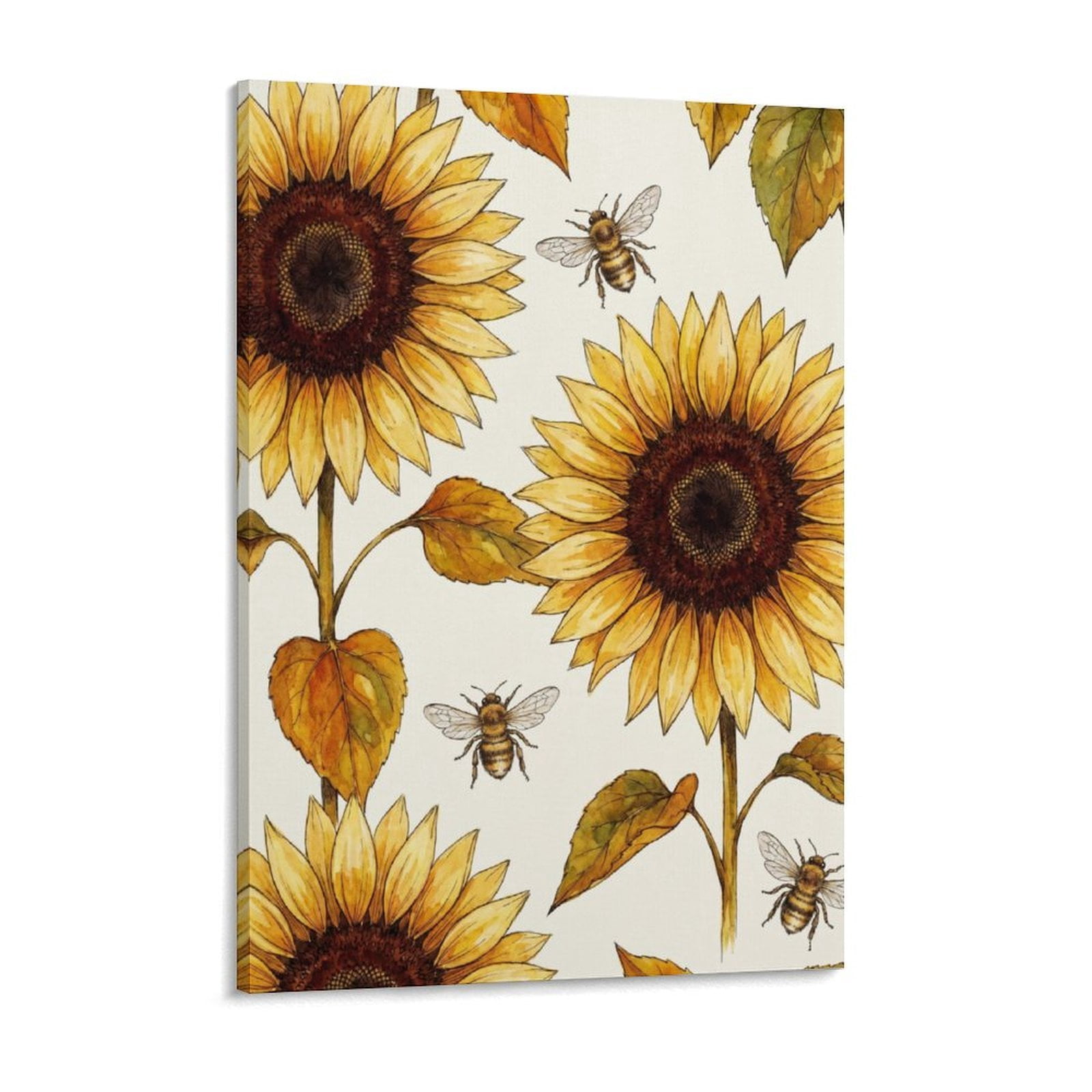 Botanical Watercolor Sunflower And Honeybee PatternSoft & Durable 2 ...