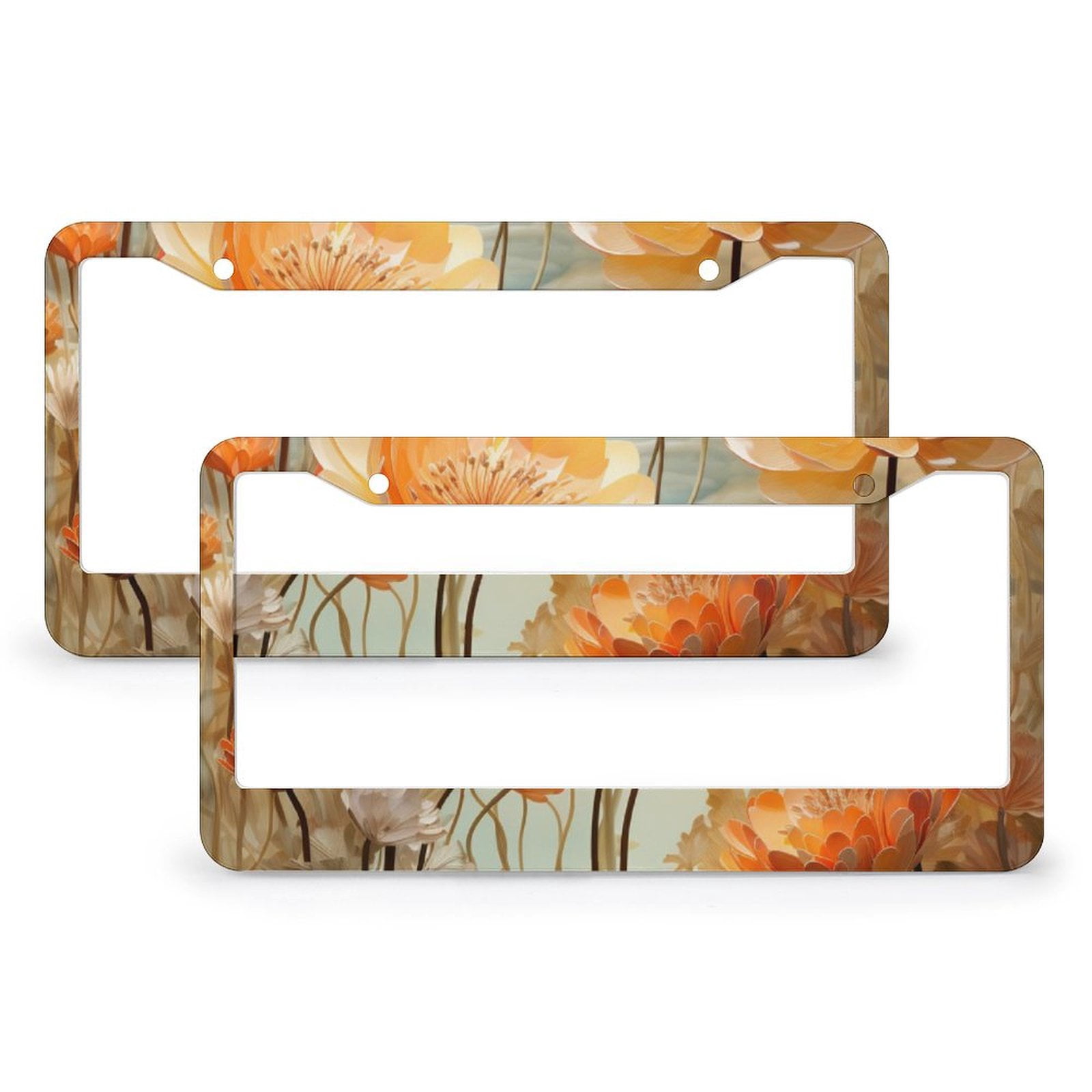 Botanical Watercolors Flower License Plate Frame 2 PCS Wild Flower ...