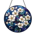 Botanical White Flower Stained Glass Suncatcher – Round Window Decor ...