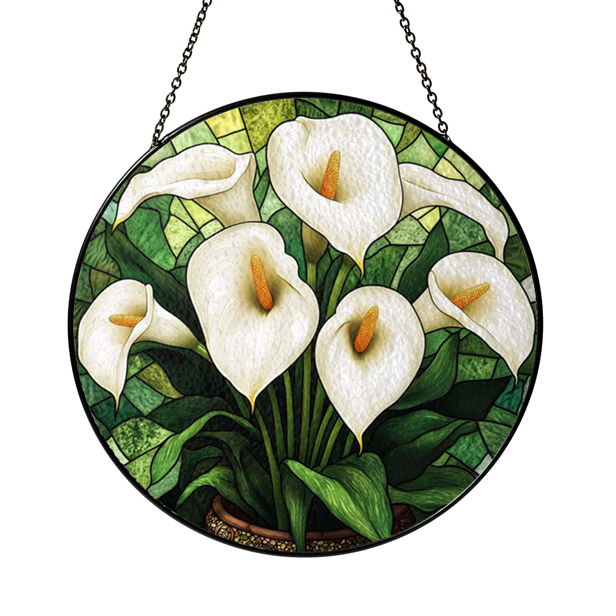 Botanical White Lily Stained Glass Suncatcher, Decorative Floral Window ...