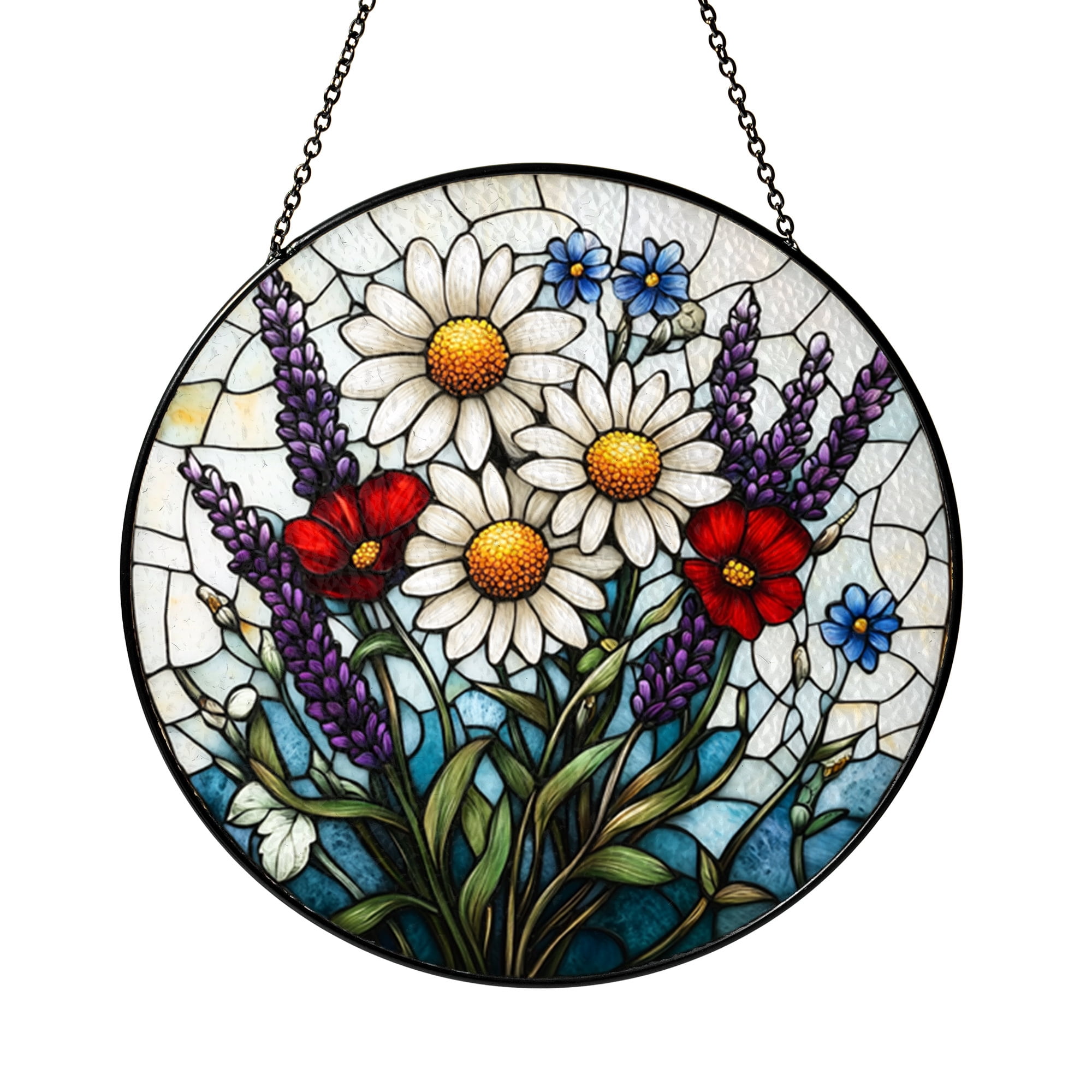 Botanical Wildflower Glass Suncatcher – Spring Window Hanging Art ...