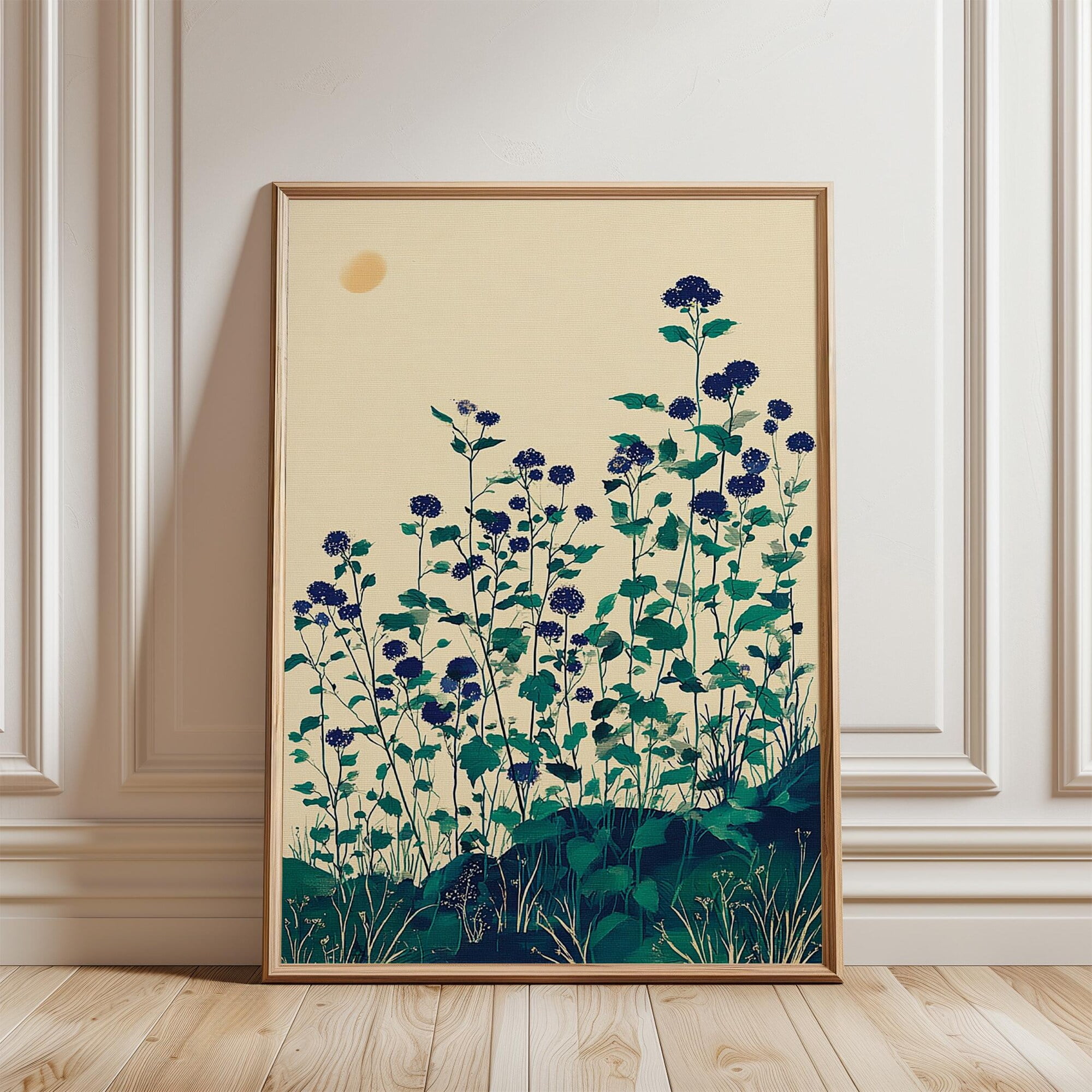 Botanical Wildflower Poster Blue Green Floral Illustration Nature ...