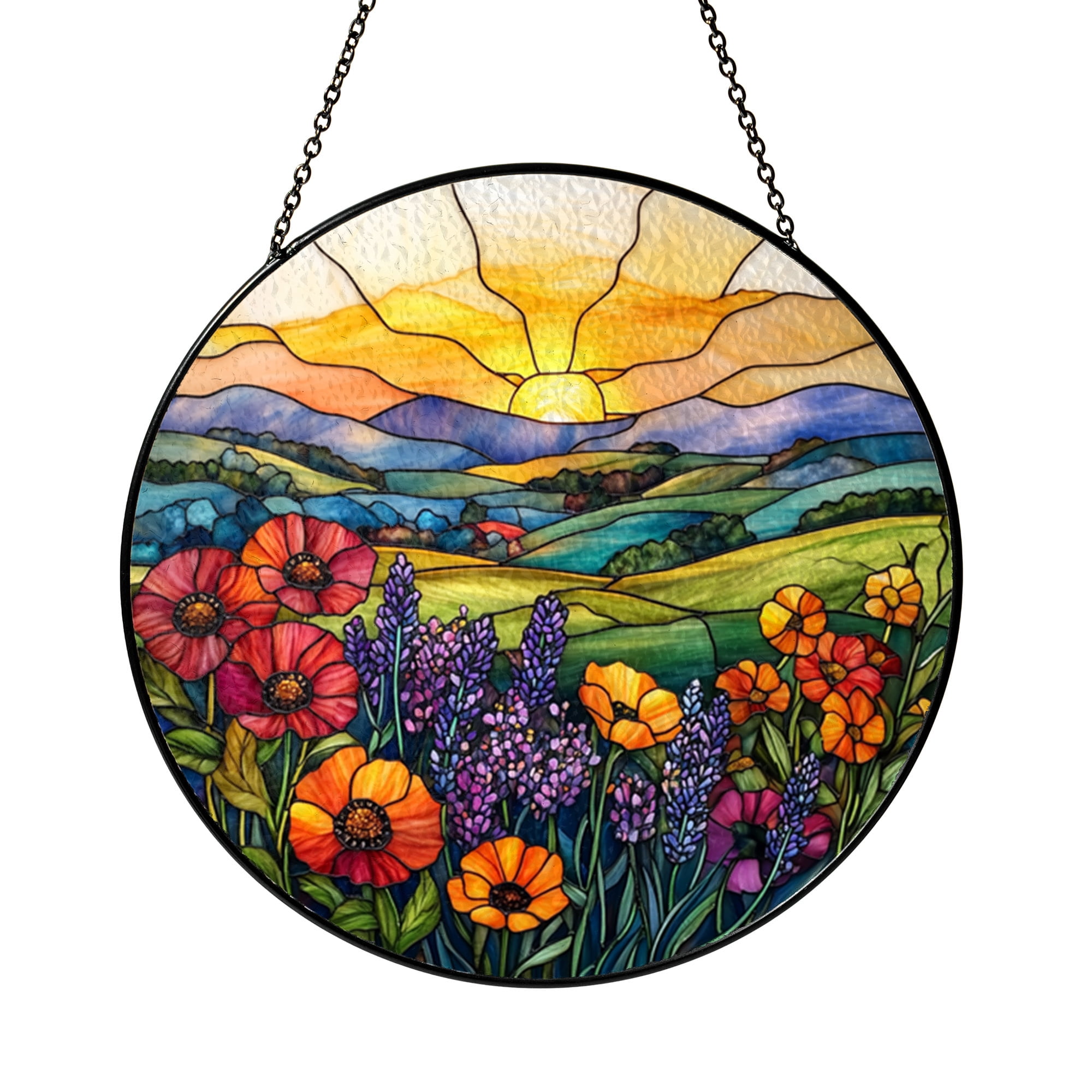 Botanical Wildflower Stained Glass Style Window Decor – Nature Inspired ...