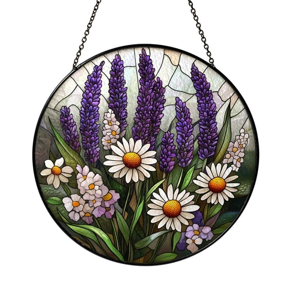 Botanical Wildflower Stained Glass Suncatcher, Decorative Window ...