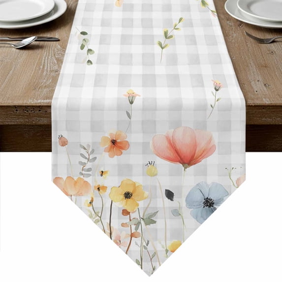 Botanical Wildflowers Table Runner Linen Burlap Table Runner 36 Inches ...